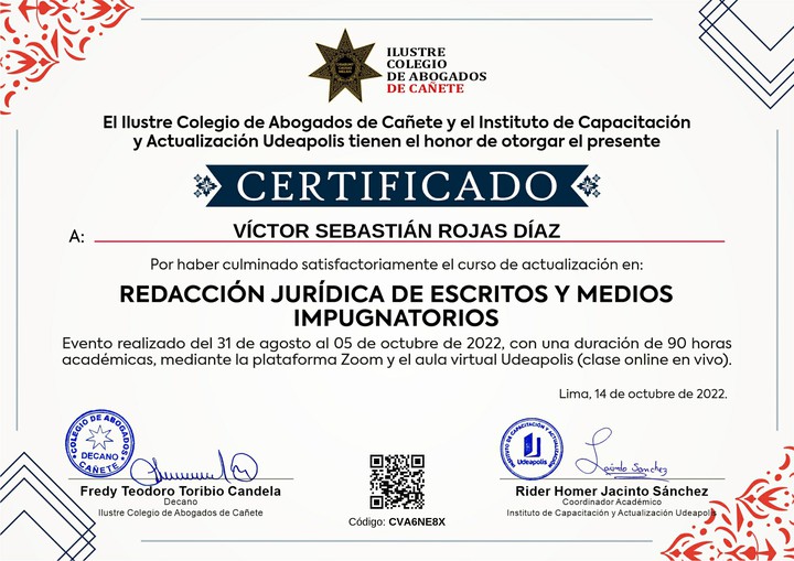 Certificado de capacitación | Udeapolis