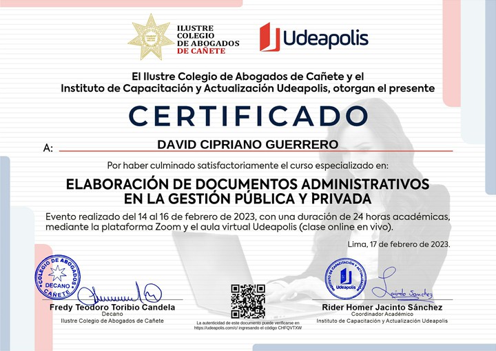 Certificado de capacitación | Udeapolis